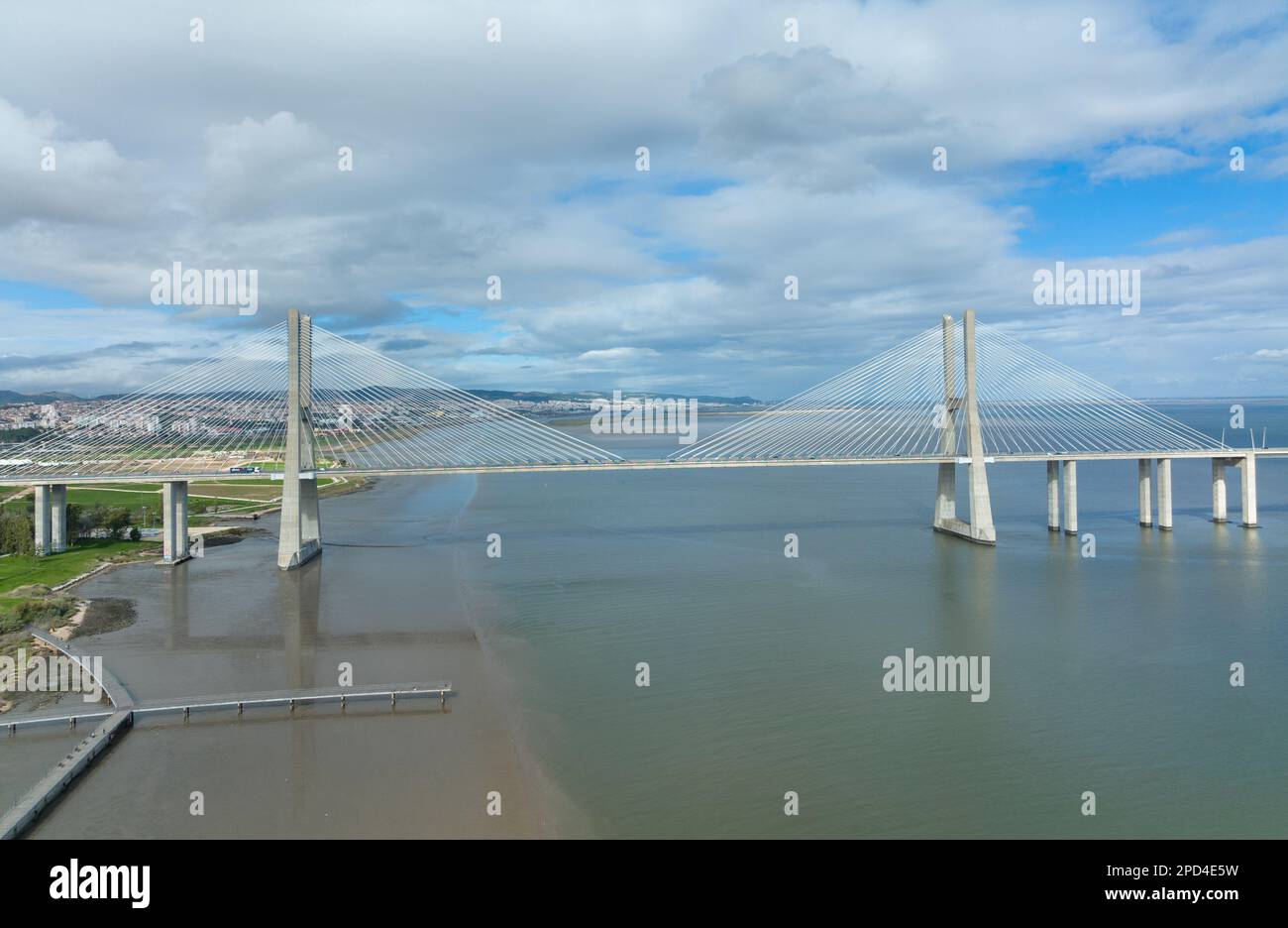 Drone over people crossing bridge hi-res stock photography and images ...