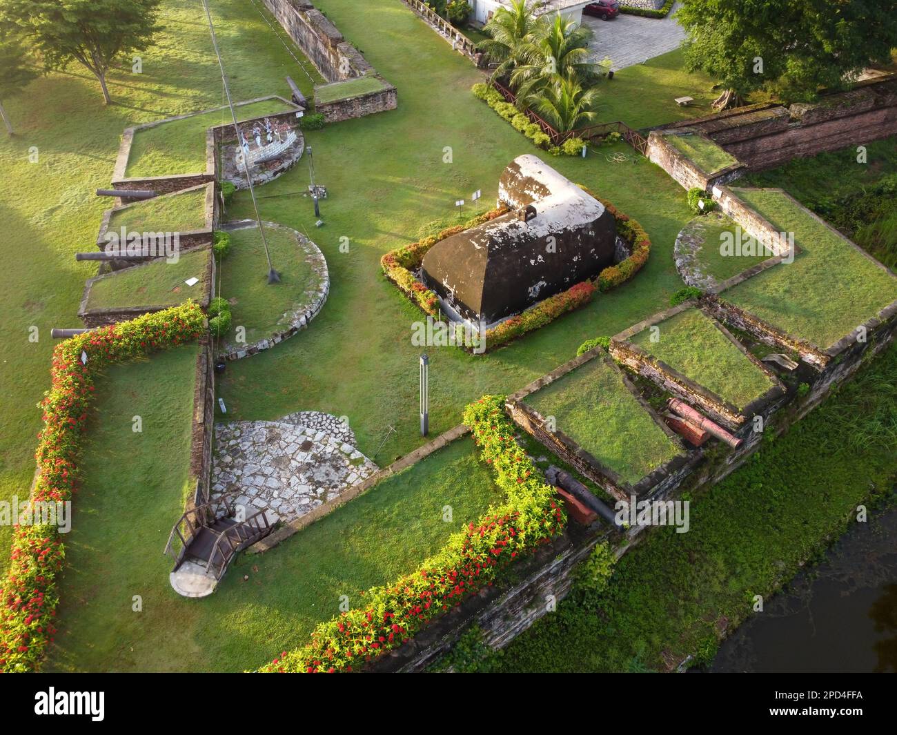 George Town, Penang, Malaysia - Jun 12 2022: Aerial view bunker, cannon ...