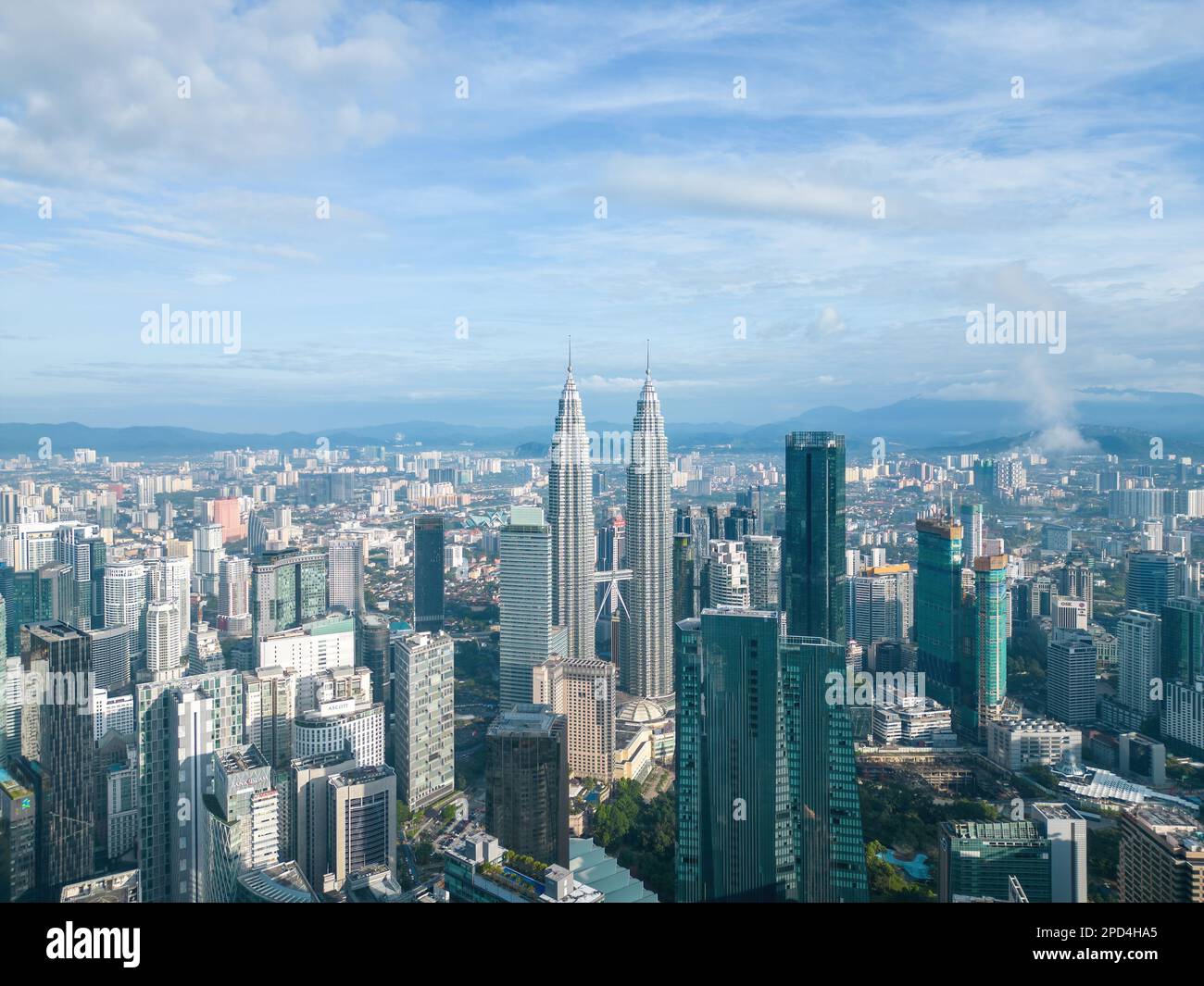 Bukit Bintang, Kuala Lumpur, Malaysia - Nov 30 2022: Aerial view of Kuala Lumpur KLCC Tower in ...