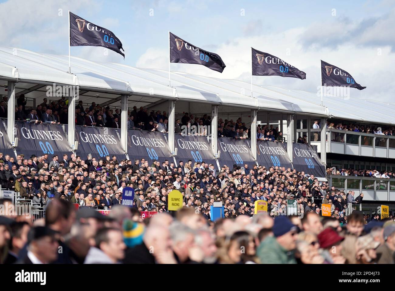 Racegoers and Guinness 0.0 branding on day one of the Cheltenham ...