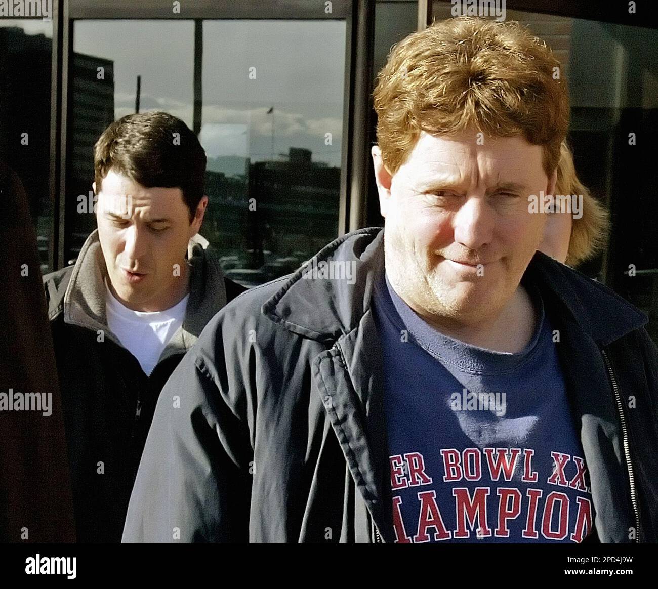Keith Thomas, forground, and Marc Blais, two of the six defendants ...