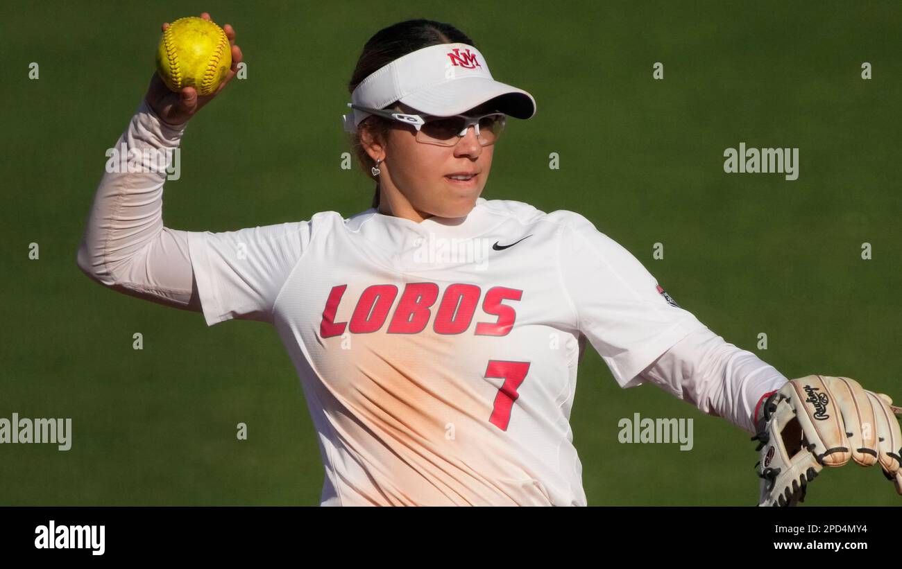 New Mexico infielder Ashley Archuleta (7) during an NCAA softball game ...