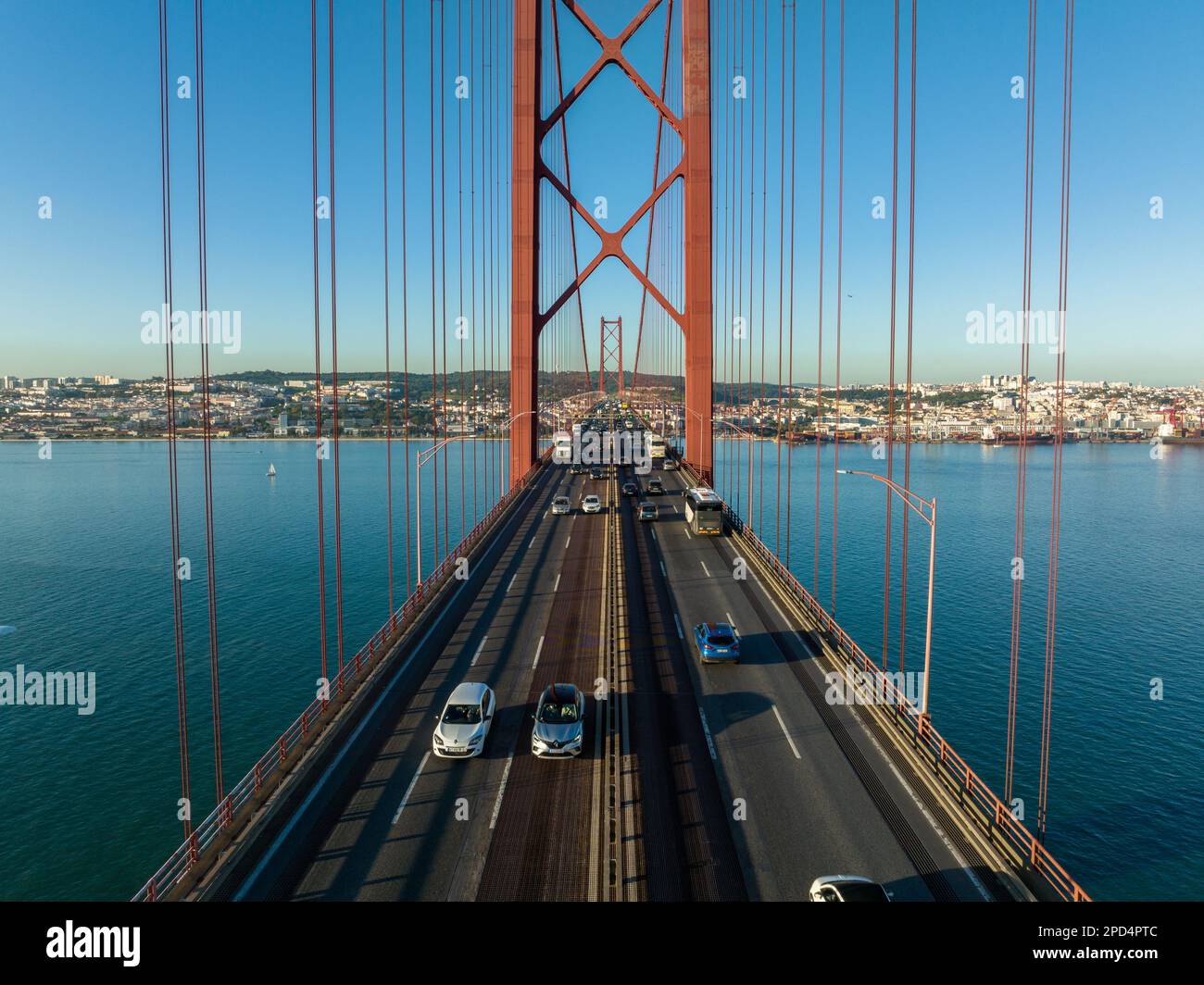 The 25 April bridge (Ponte 25 de Abril) located in Lisbon, Portugal ...