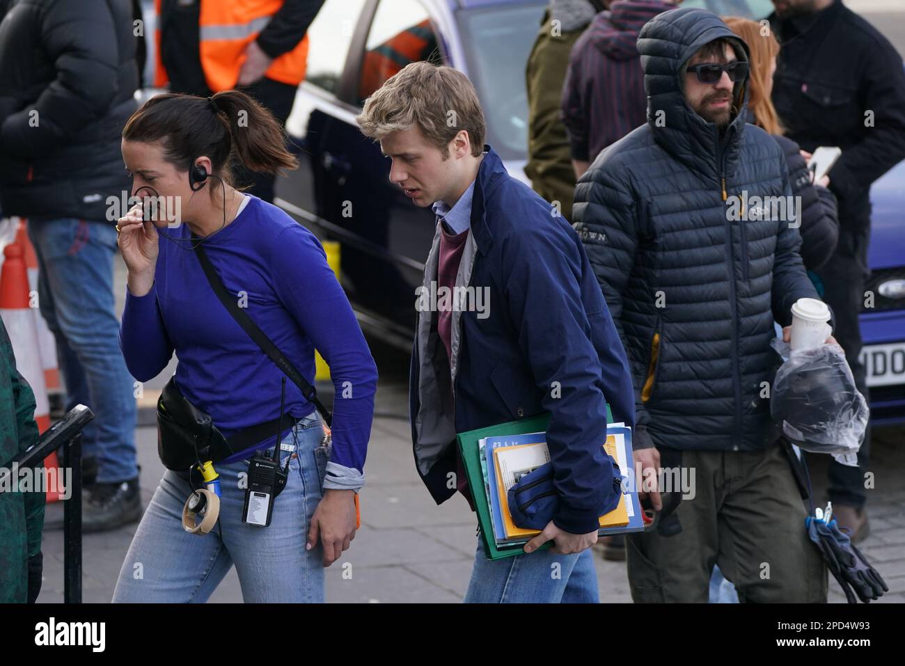 Ed McVey, playing the part of Prince William, films scenes for the next ...