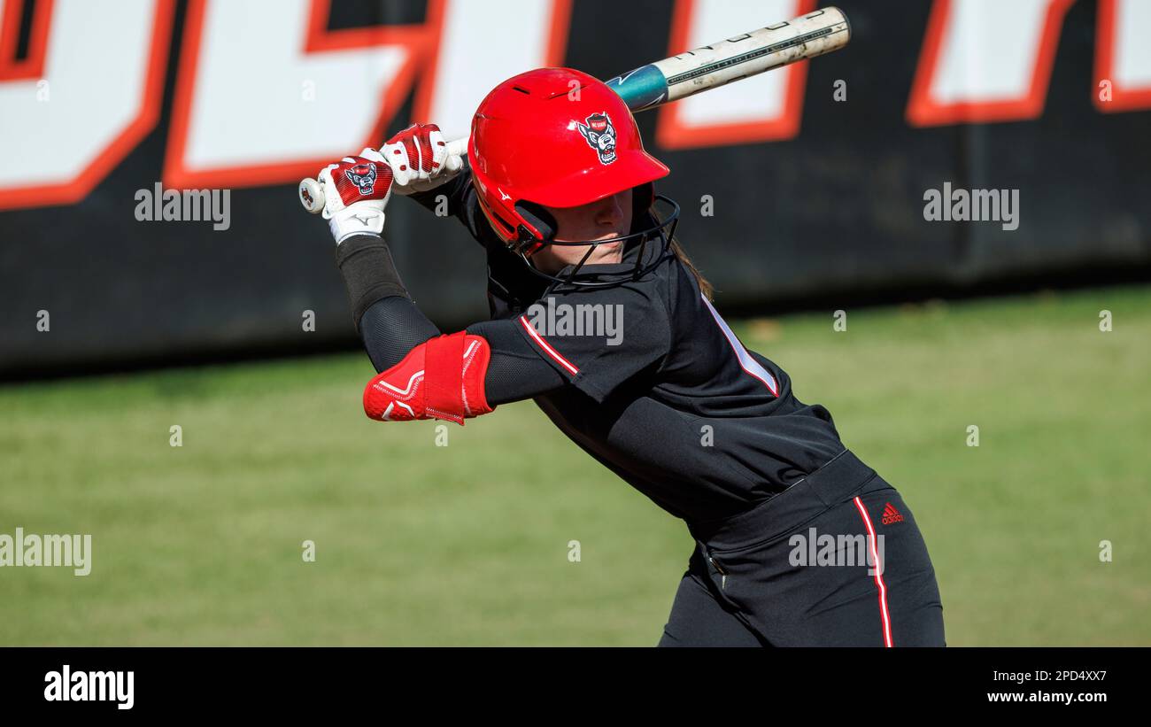 North Carolina State's Ellie Goins (10) bats during an NCAA softball ...