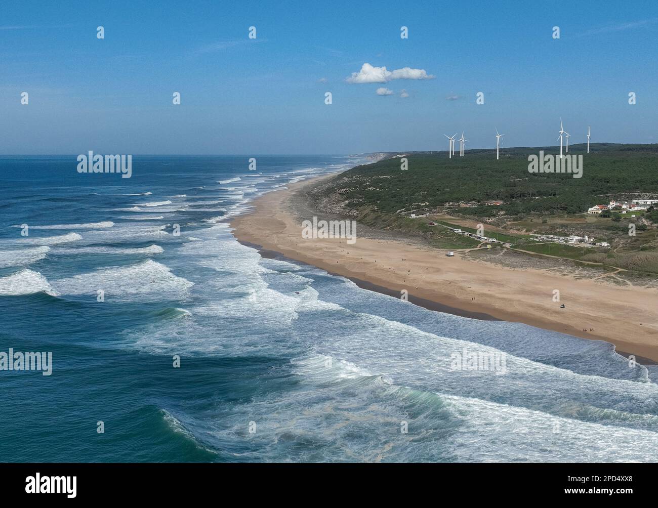 Nazare, Portugal. Famous place for waves and surfing. Beach and Ocean ...