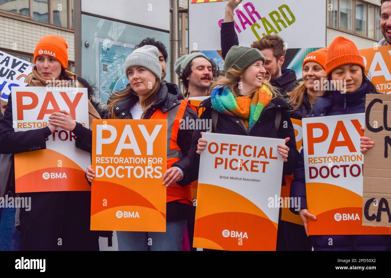 London, UK. 13th March 2023. BMA (British Medical Association) picket ...