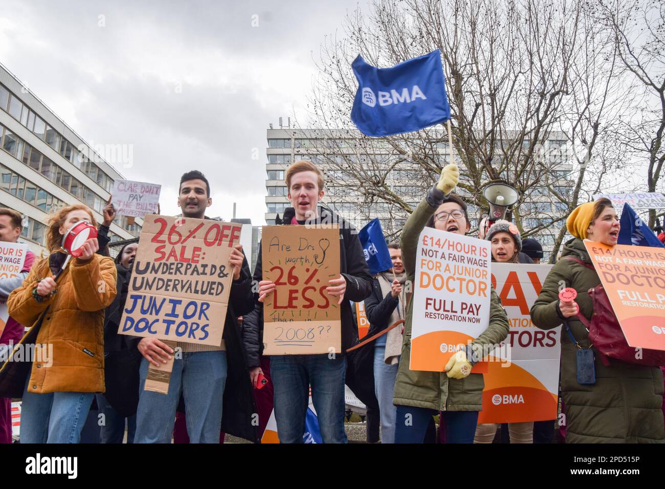 London, UK. 13th March 2023. BMA (British Medical Association) picket ...