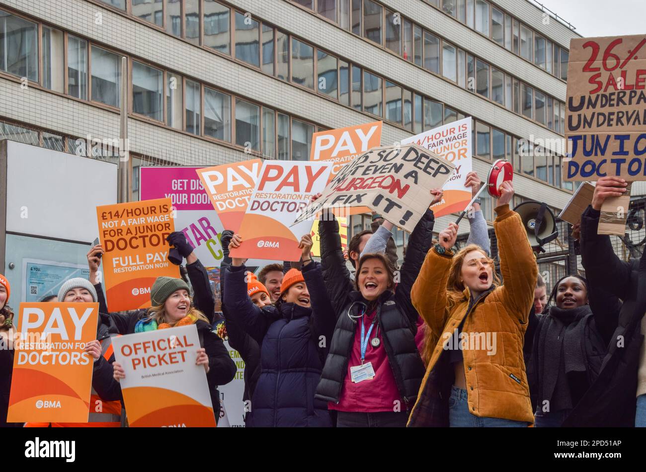 London, UK. 13th March 2023. BMA (British Medical Association) picket ...
