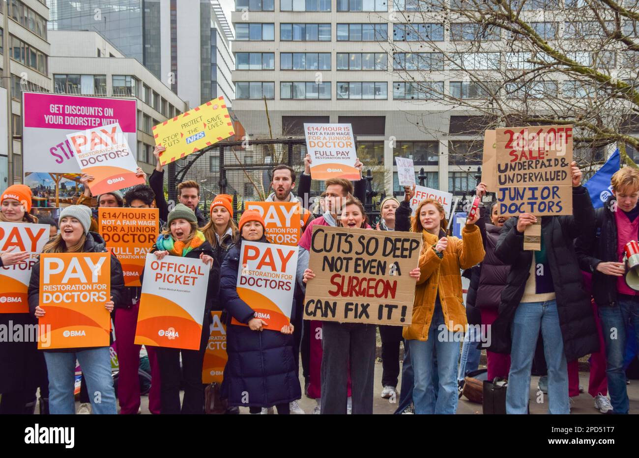 London, UK. 13th March 2023. BMA (British Medical Association) picket ...