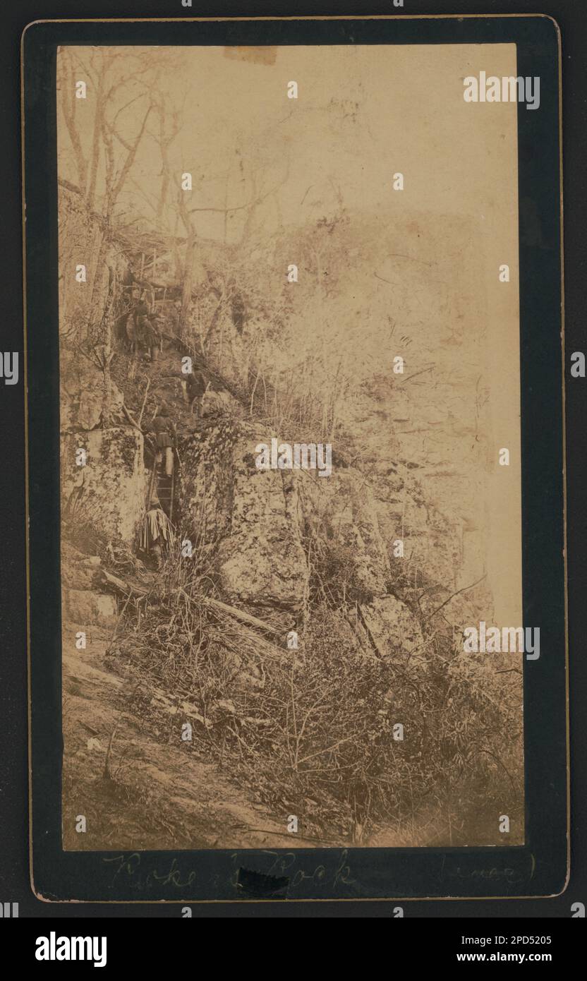 Union troops climbing Roper's Rock on their way to the summit of ...