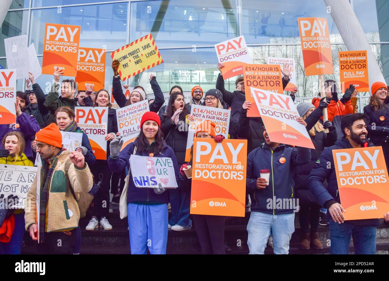 London, UK. 14th March 2023. BMA (British Medical Association) picket ...
