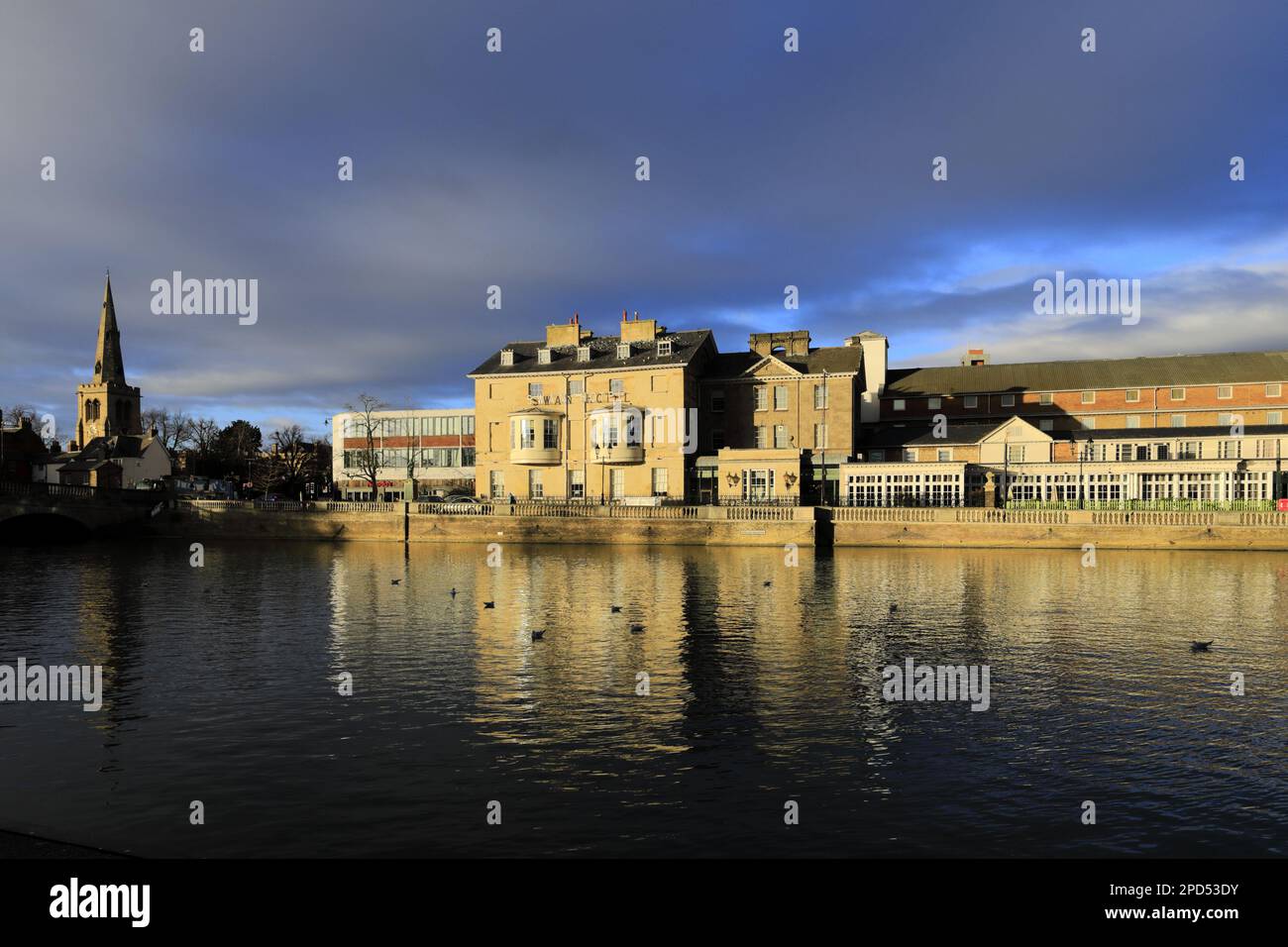 The Swan Hotel, river Great Ouse embankment, Bedford town; Bedfordshire ...