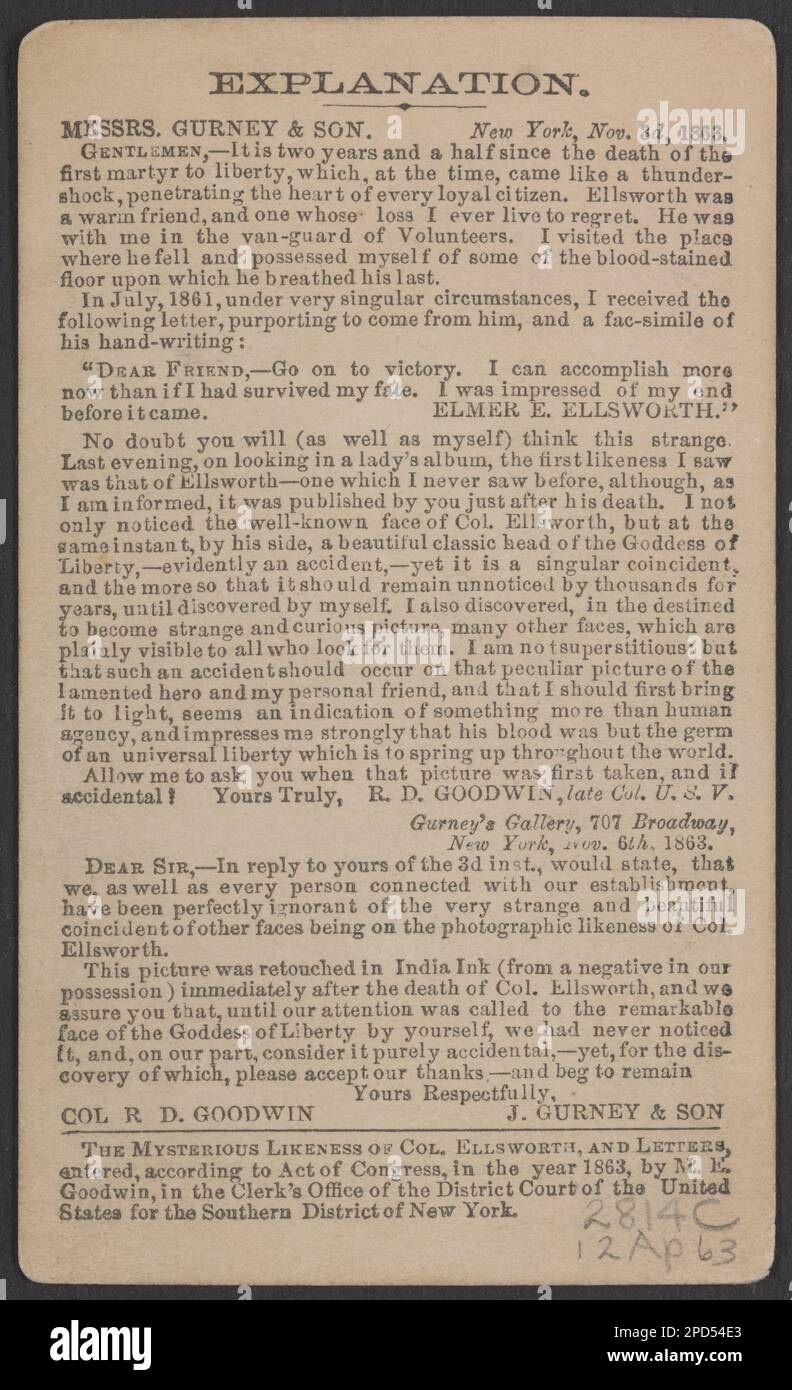 Colonel Elmer Ellsworth / Gurney & Son. Photo New York. Title devised ...