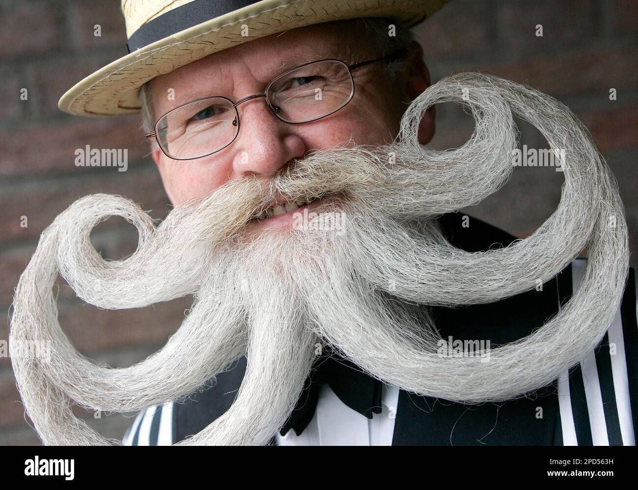 German Willi Chevalier, world champion freestyle chin beard 2005, poses ...