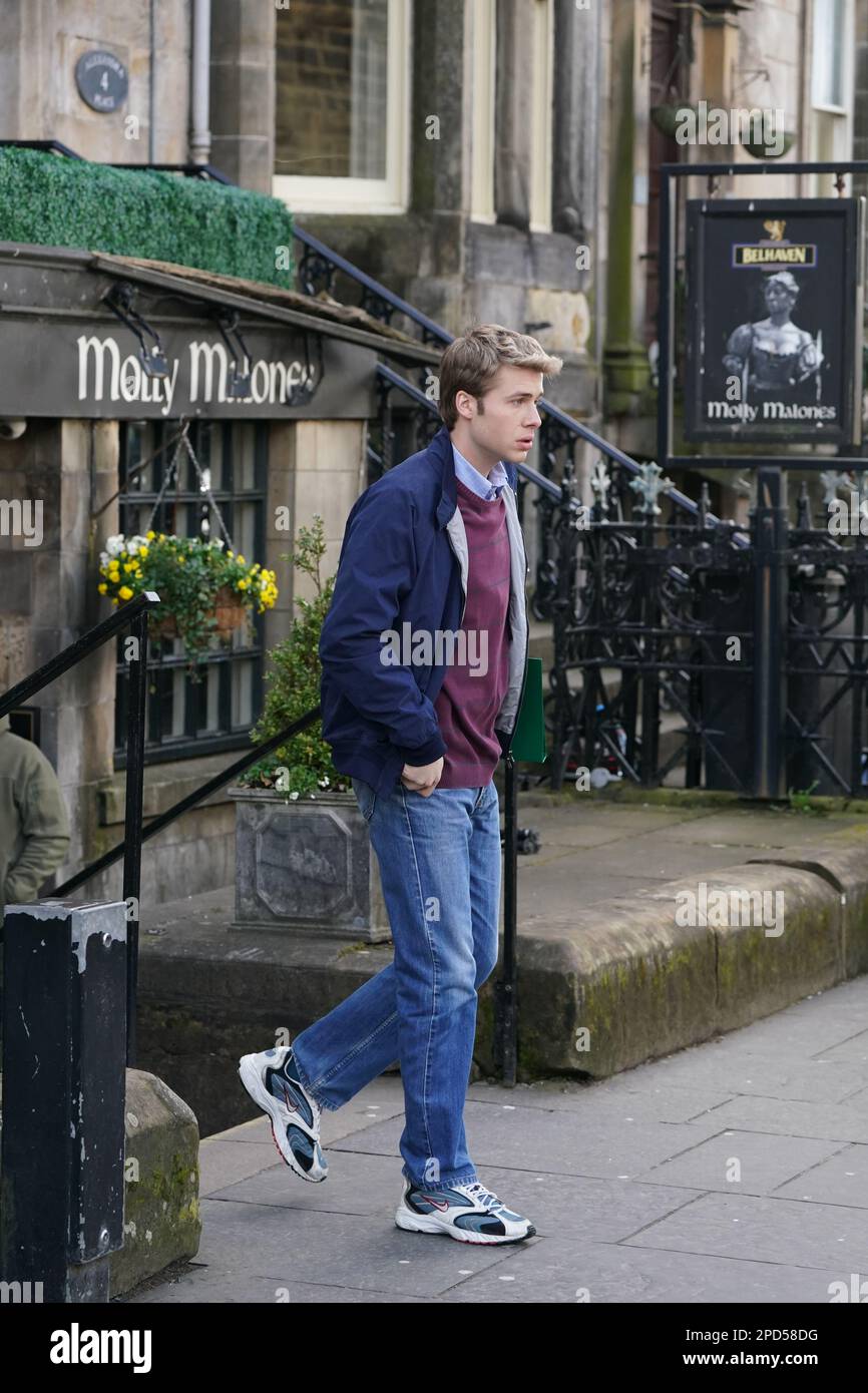 Ed McVey, playing the part of Prince William, films scenes for the next ...