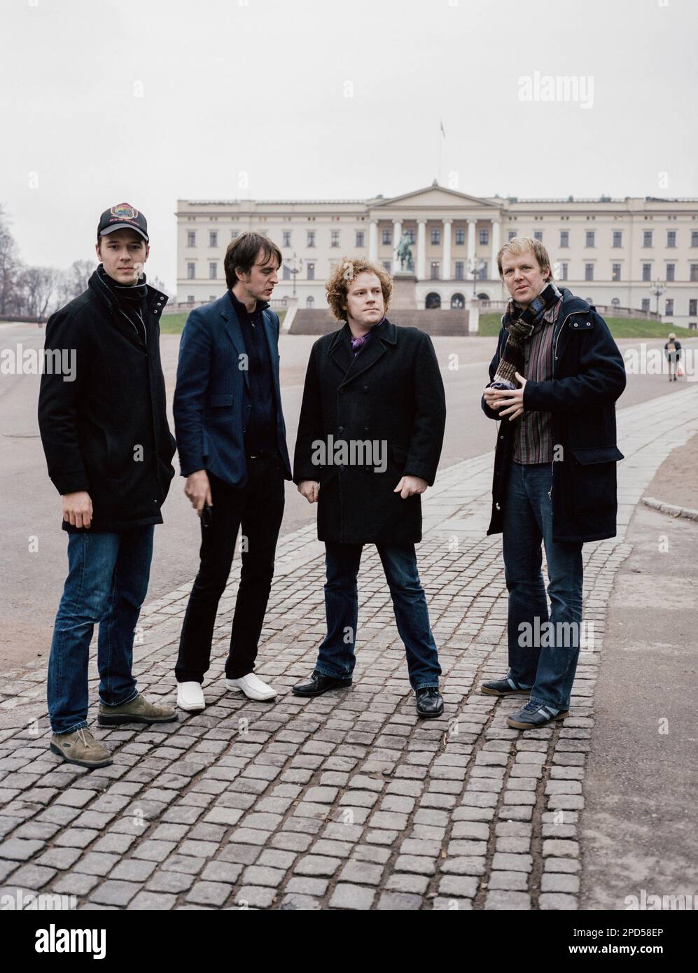 Norwegian rock band outside The Royal Palace, Oslo, Norway 14th ...