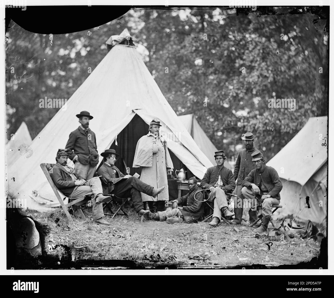 Fairfax Court House, Virginia. Captain J.B. Howard, A.Q.M. and group at ...