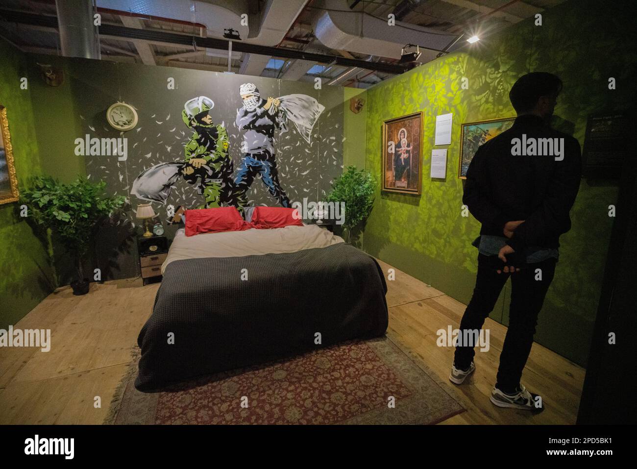 Rome, Italy. 14 March 2023. BANKSY, Israeli Palestinian Pillow Fight ...