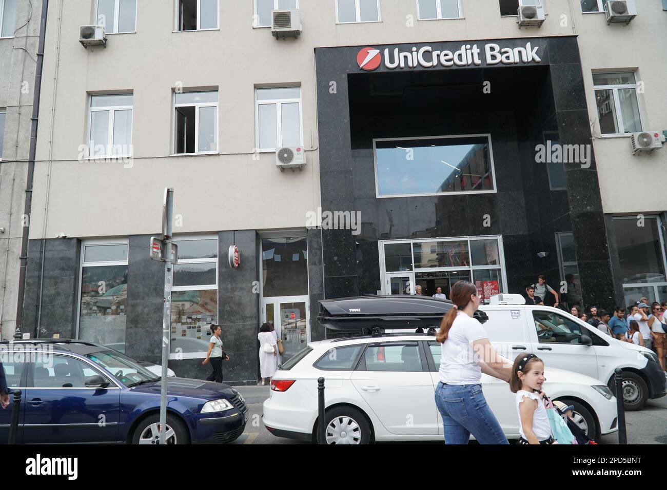 SARAJEVO, BOSNIA AND HERCEGOVINA , 19 AUGUST 2022: The UNI CREDIT BANK ...