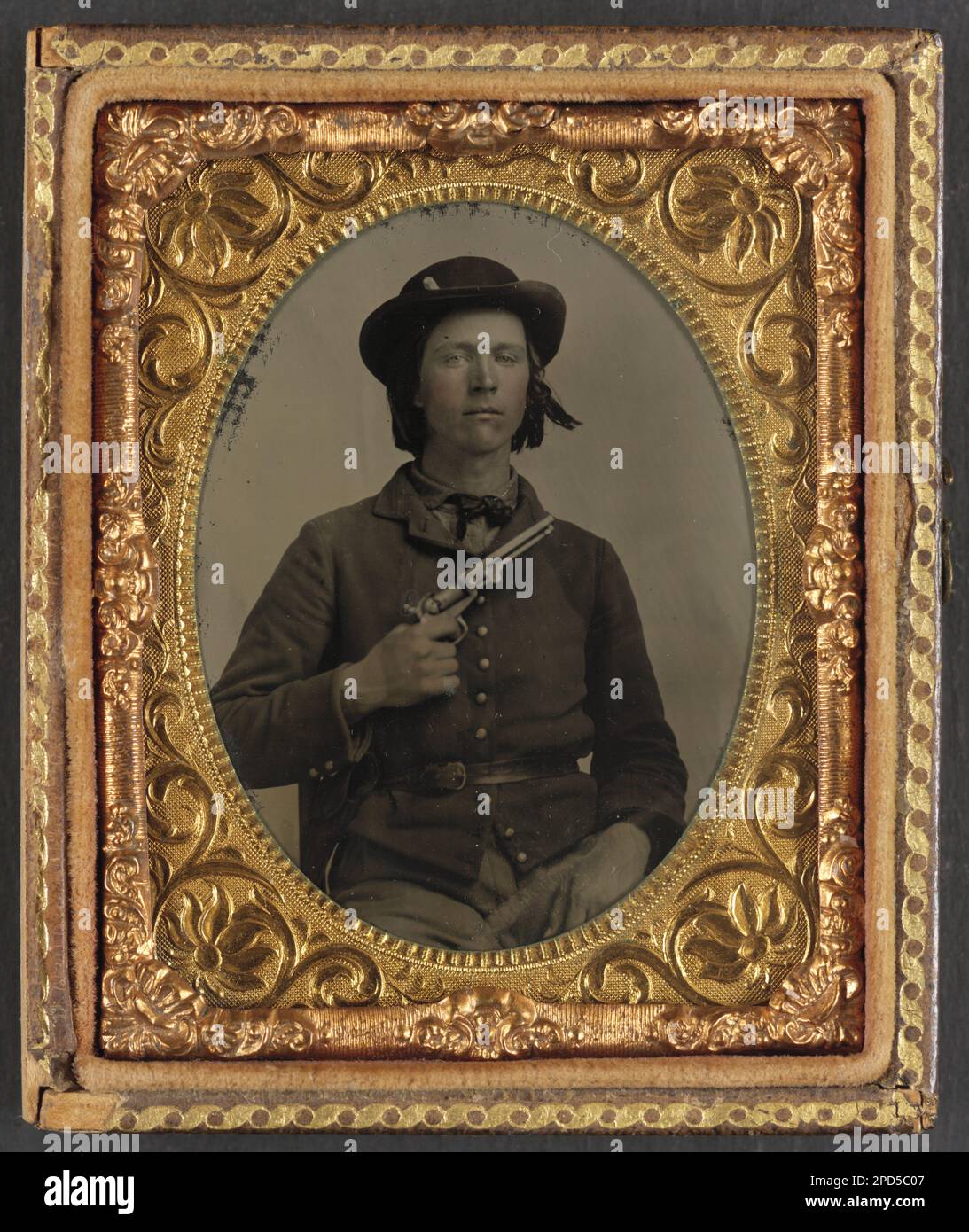 Unidentified soldier in Confederate uniform with revolver. Liljenquist ...