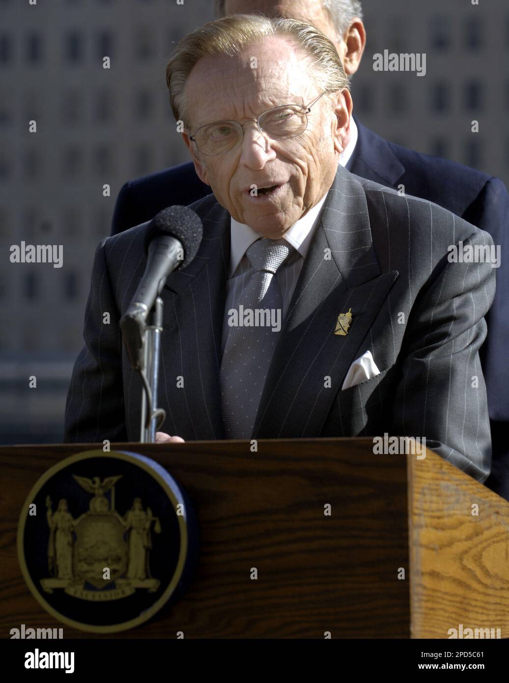 World Trade Center developer Larry Silverstein makes a brief statement ...
