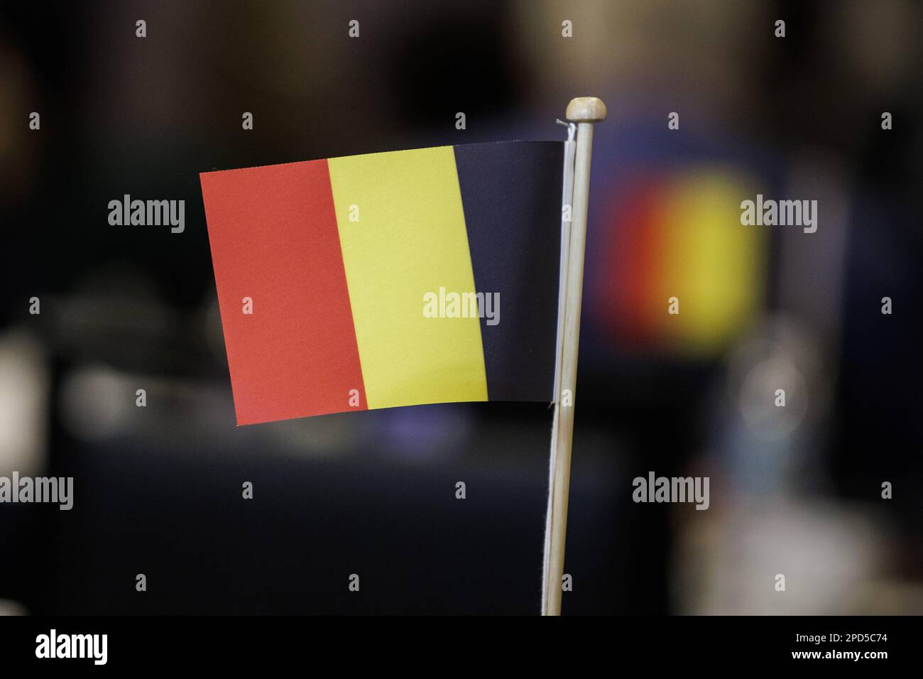 A Belgian flag pictured at the Consular Conference 2023, during a ...