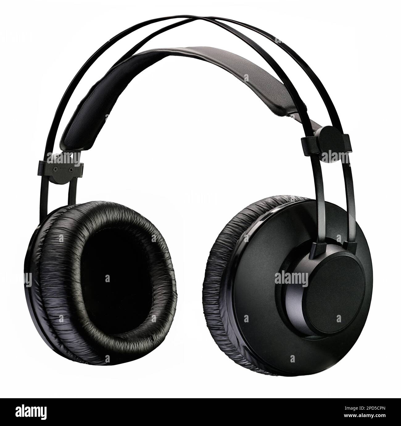 Side view black headphones isolated on white Stock Photo - Alamy