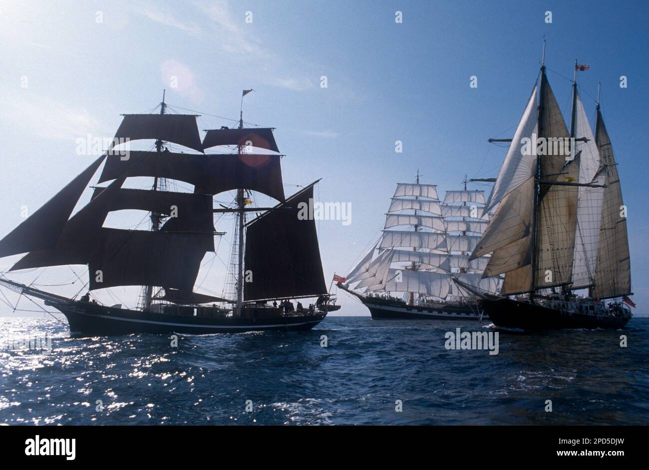 Tall ships at the race start, Plymouth, 1994 Stock Photo - Alamy