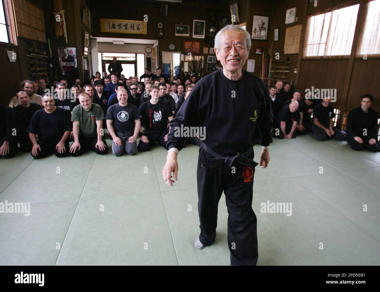 Grand Master Masaaki Hatsumi has a light moment with his students ...