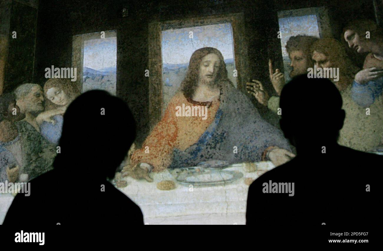 Visitors watch a 4.6m x 8.8m full-scale projected image of "The Last ...