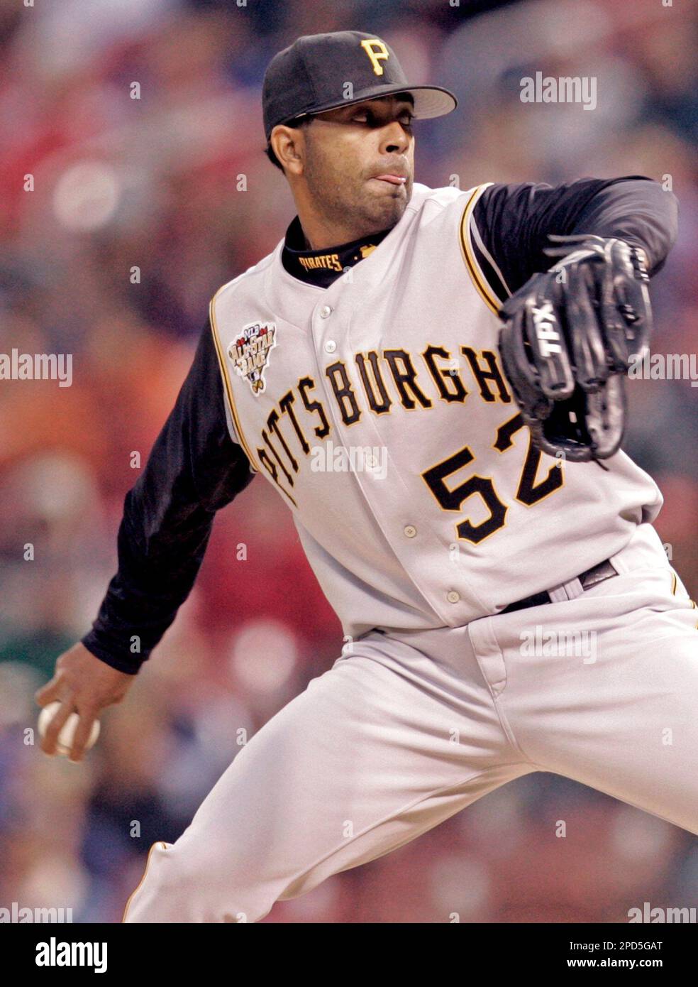 Pittsburgh Pirates starting pitcher Victor Santos pitches in the first ...