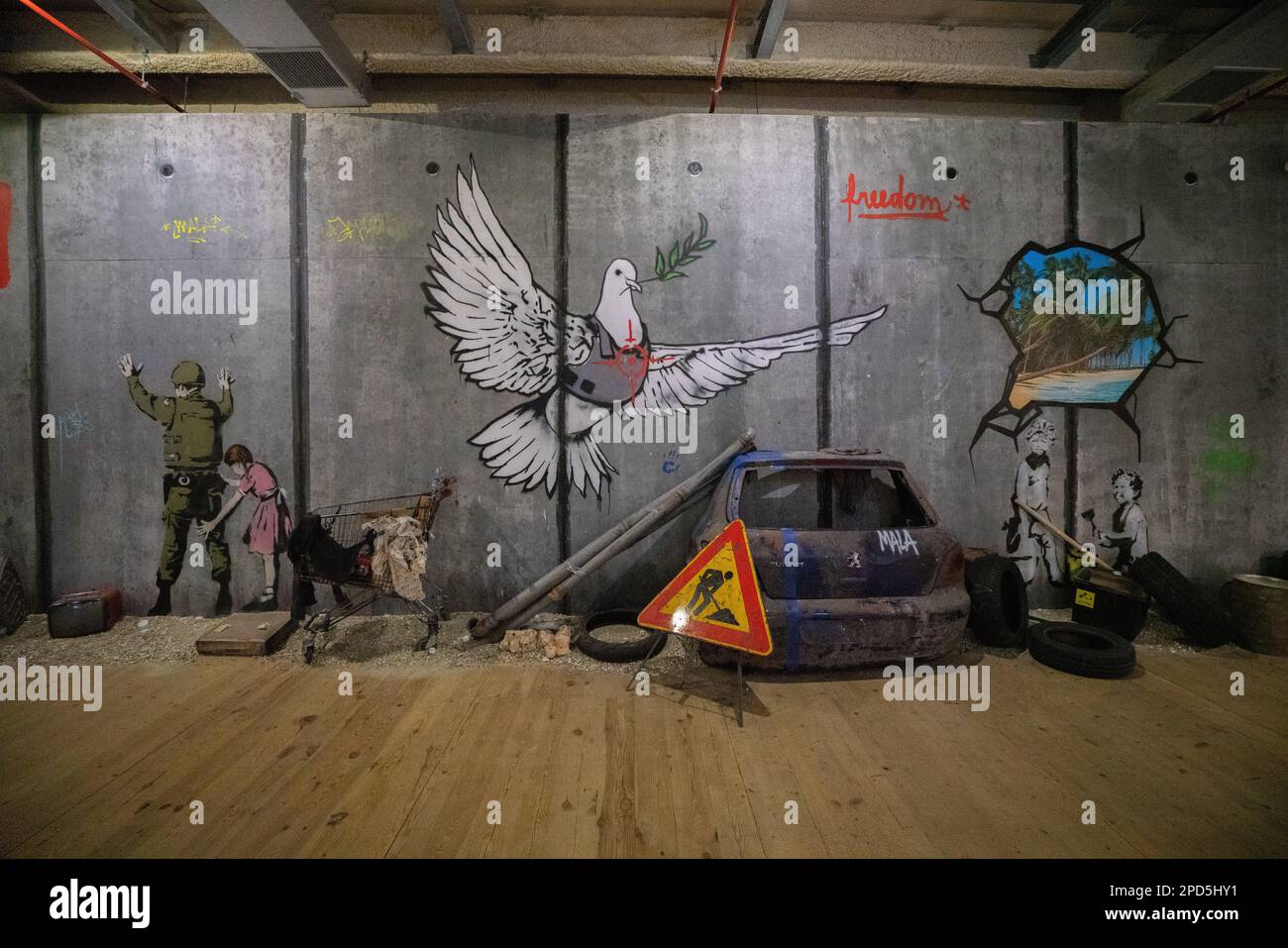 Rome, Italy. 14 March 2023. BANKSY, Bethlehem Wall. The World of Banksy ...