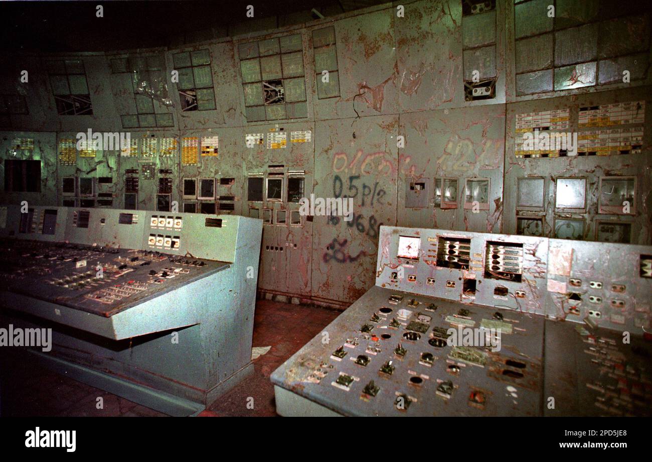 ** FILE ** The control room, with its damaged machinery, is seen inside ...
