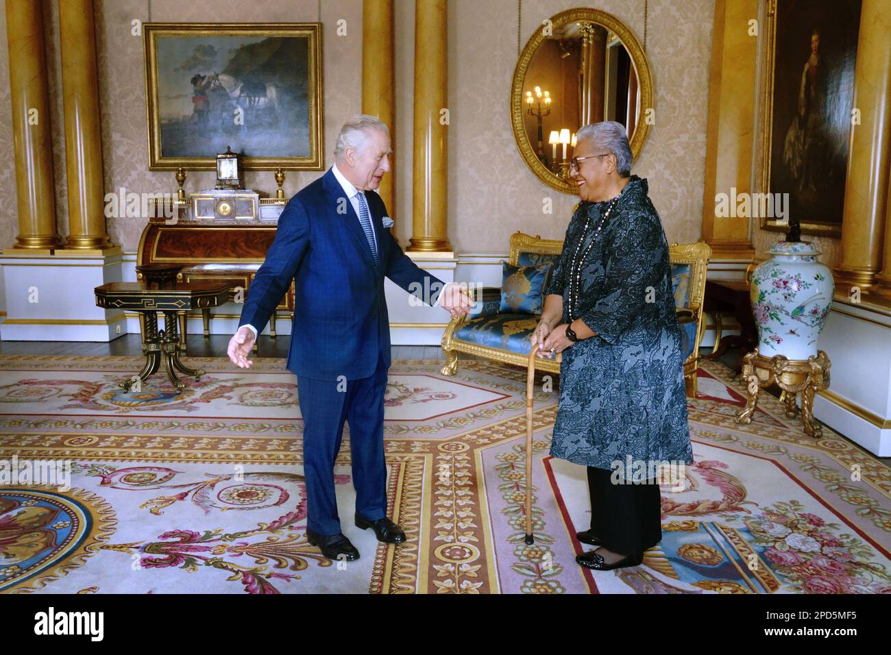 King Charles III receives the Prime Minister of Samoa, Fiame Naomi Mata ...
