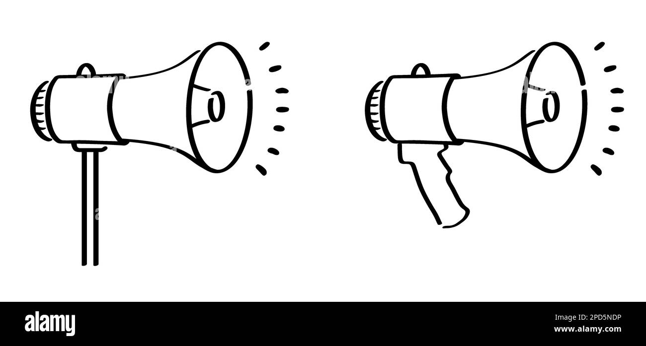 Cartoon megaphone, microphone to speak message symbol or logo ...