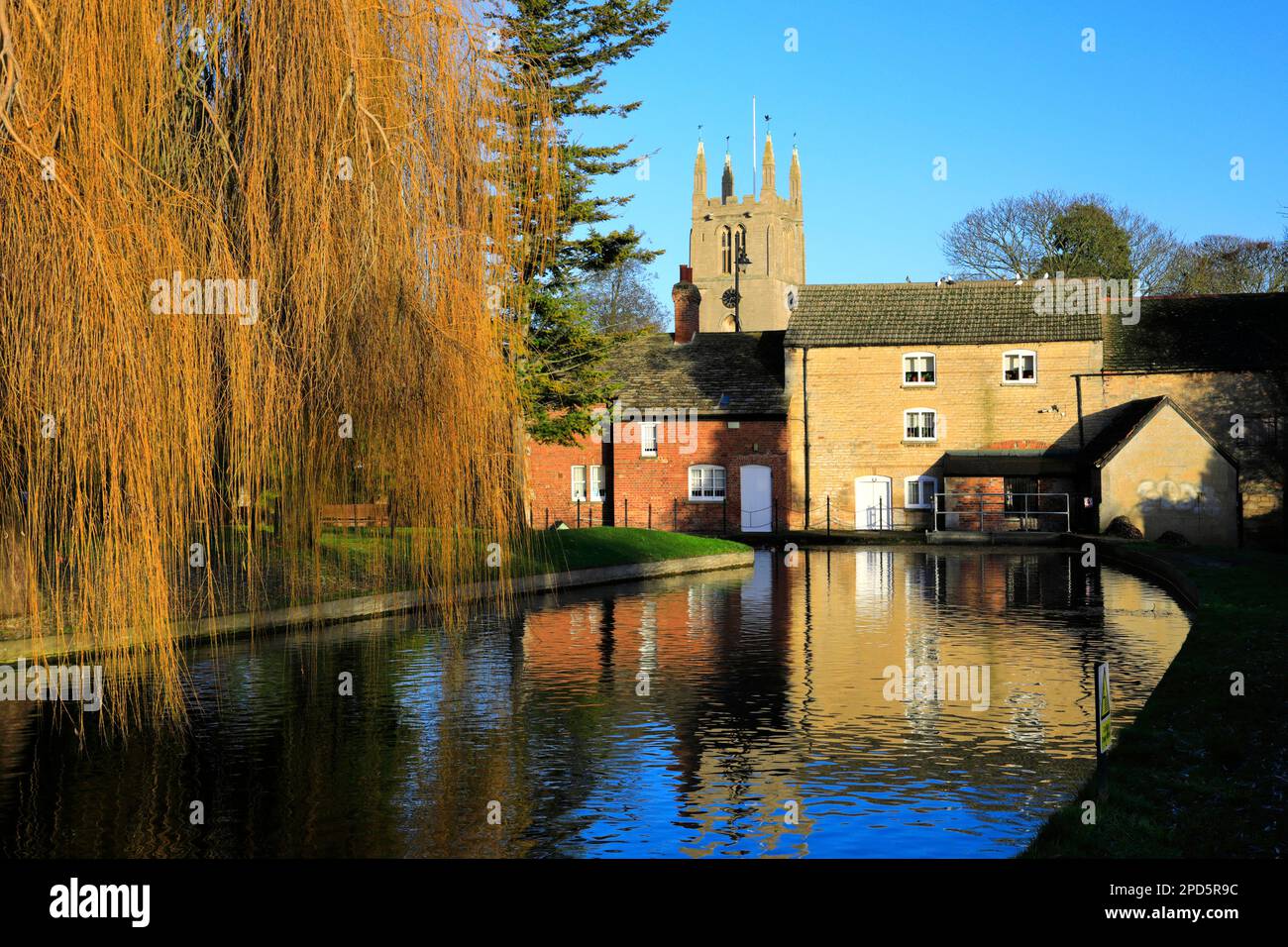 Bourne Eau, St Peters church and Baldocks Mill, Bourne town ...