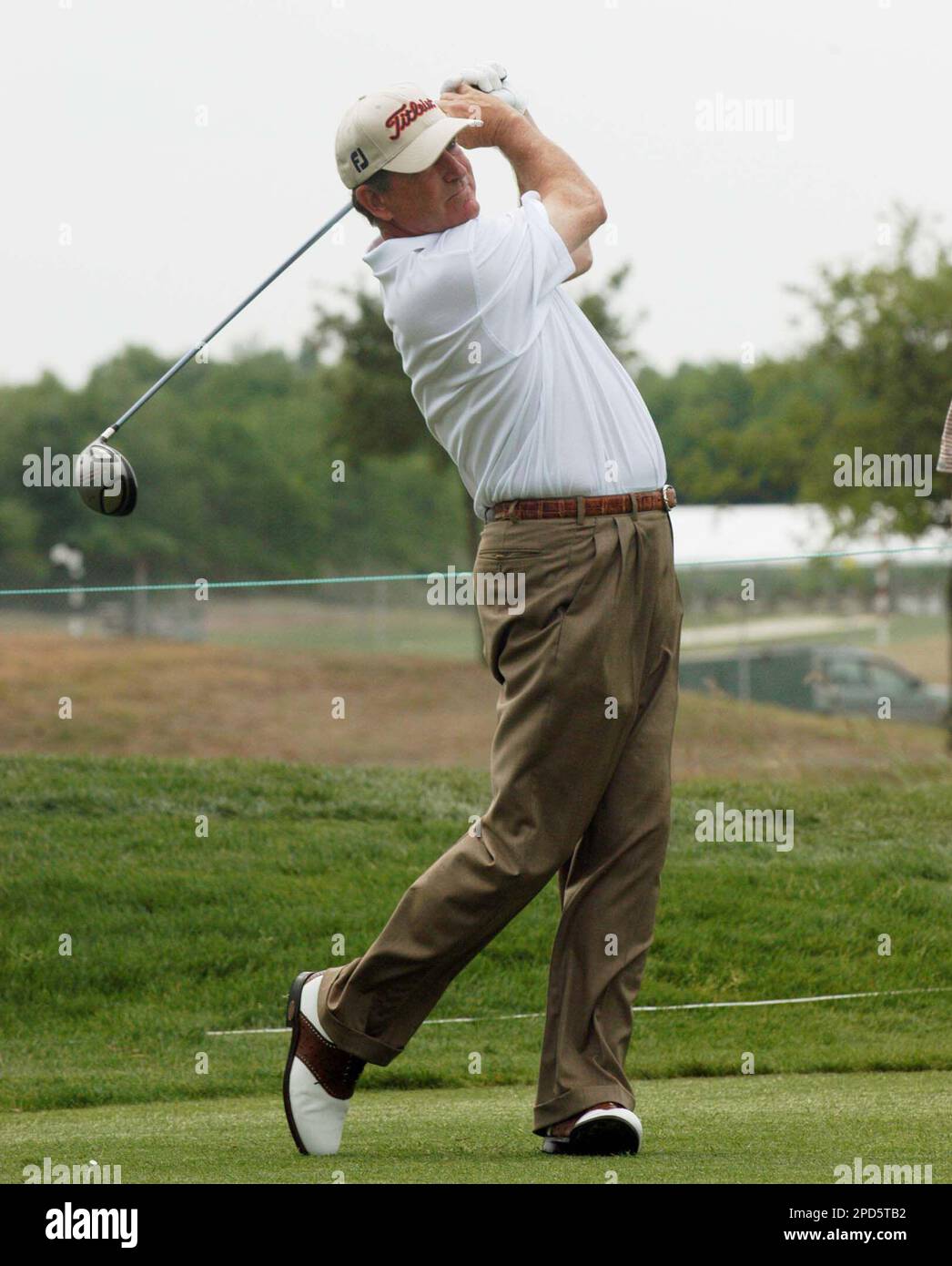 Jay Haas drives on the 11th tee during the second round of the Liberty ...