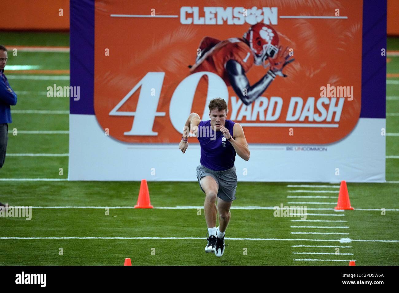 Former Clemson football quarterback Hunter Johnson runs the 40-yard ...