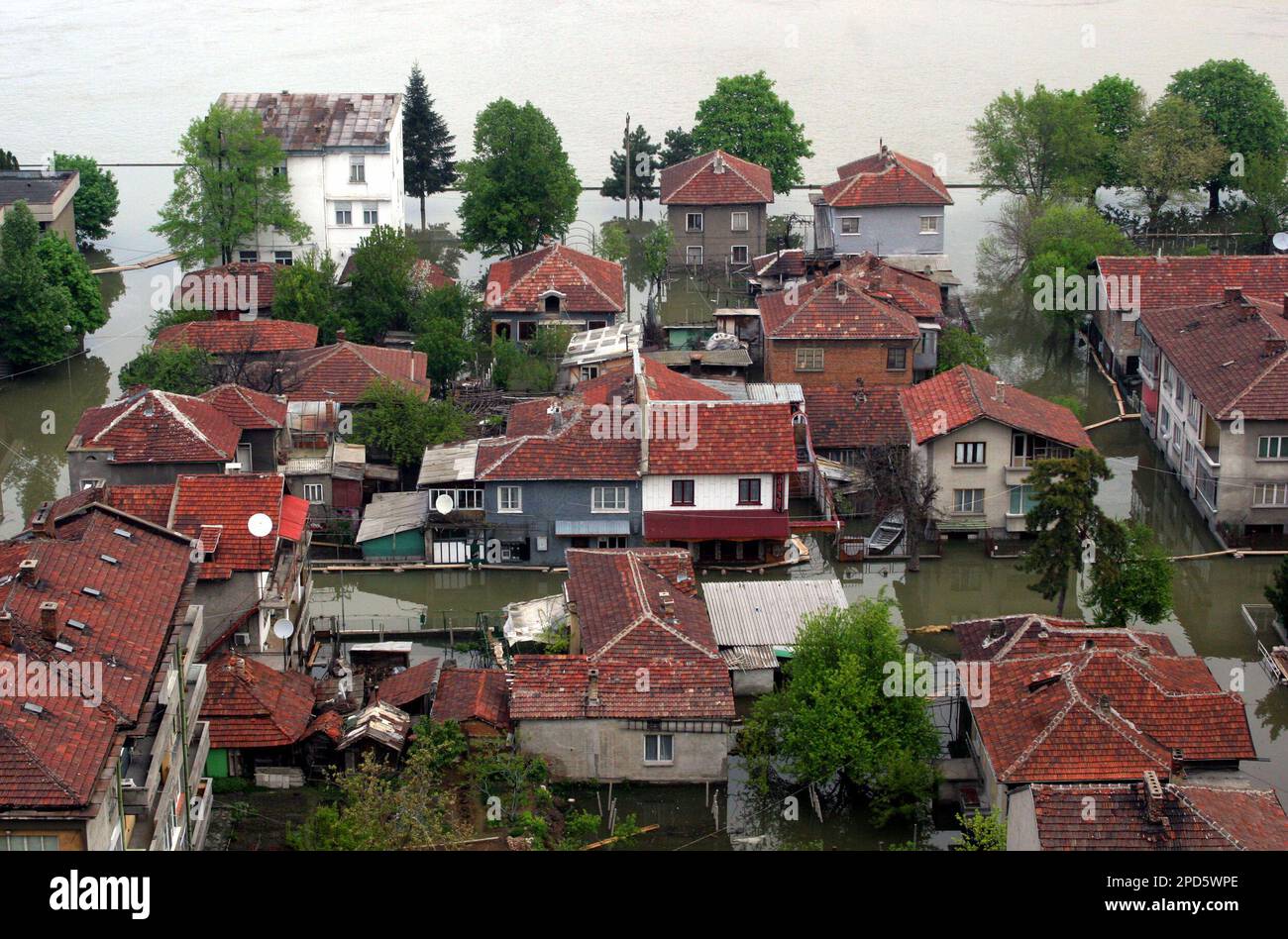 The flooded town of Nikopol, Bulgaria, some 220 km(150 miles) north ...