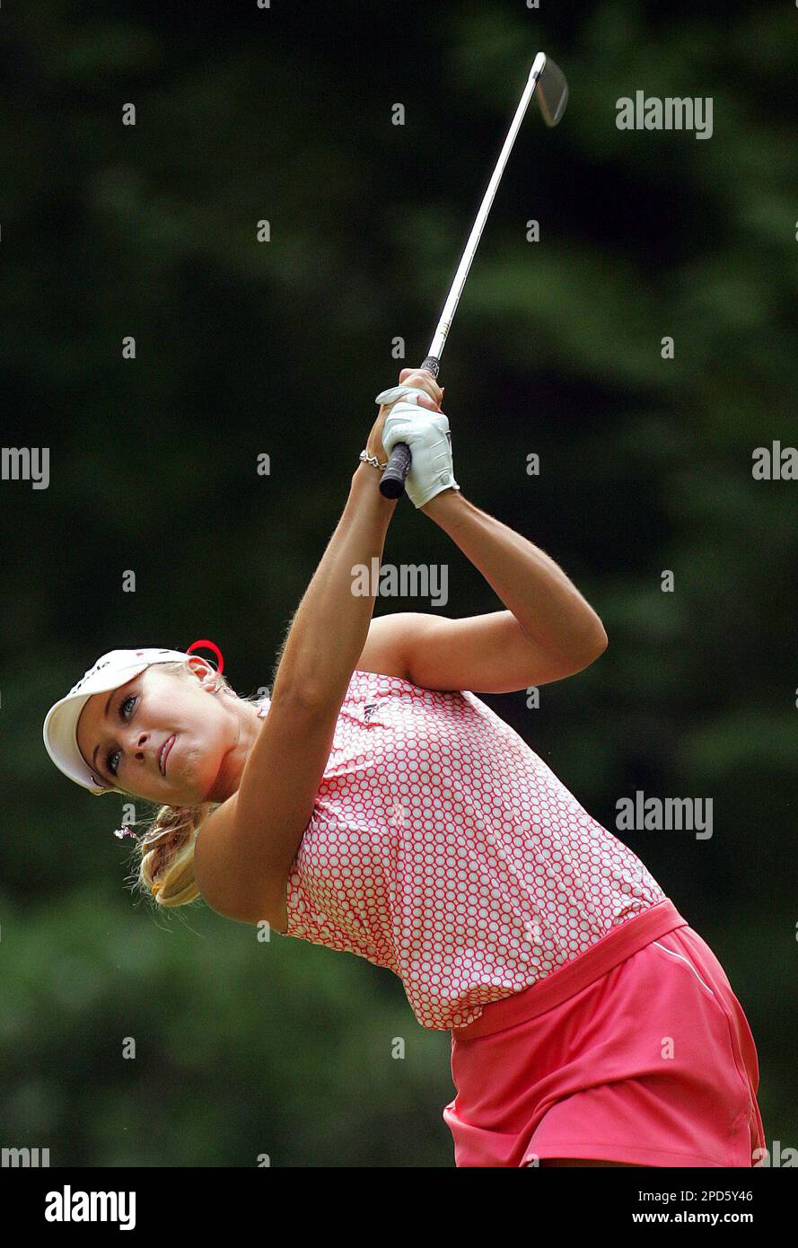 Natalie Gulbis tees off on the 11th hole during second-round play in ...