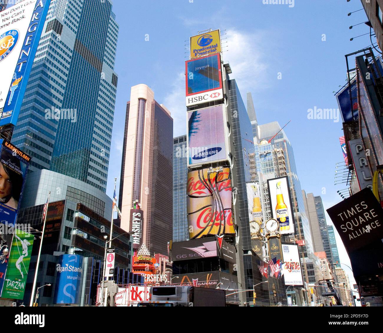 The many billboards and signage of Times Square are seen looking uptown ...