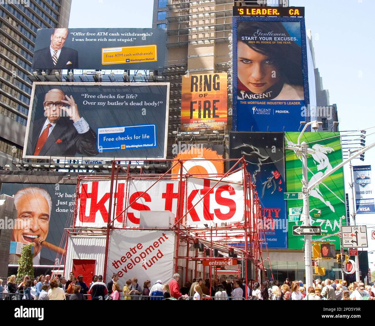 The many billboards and signage of Times Square are seen looking in a ...