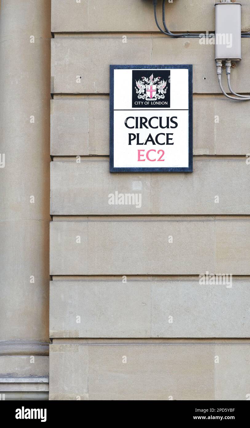 Street sign for Circus Place, London EC2, England Stock Photo - Alamy