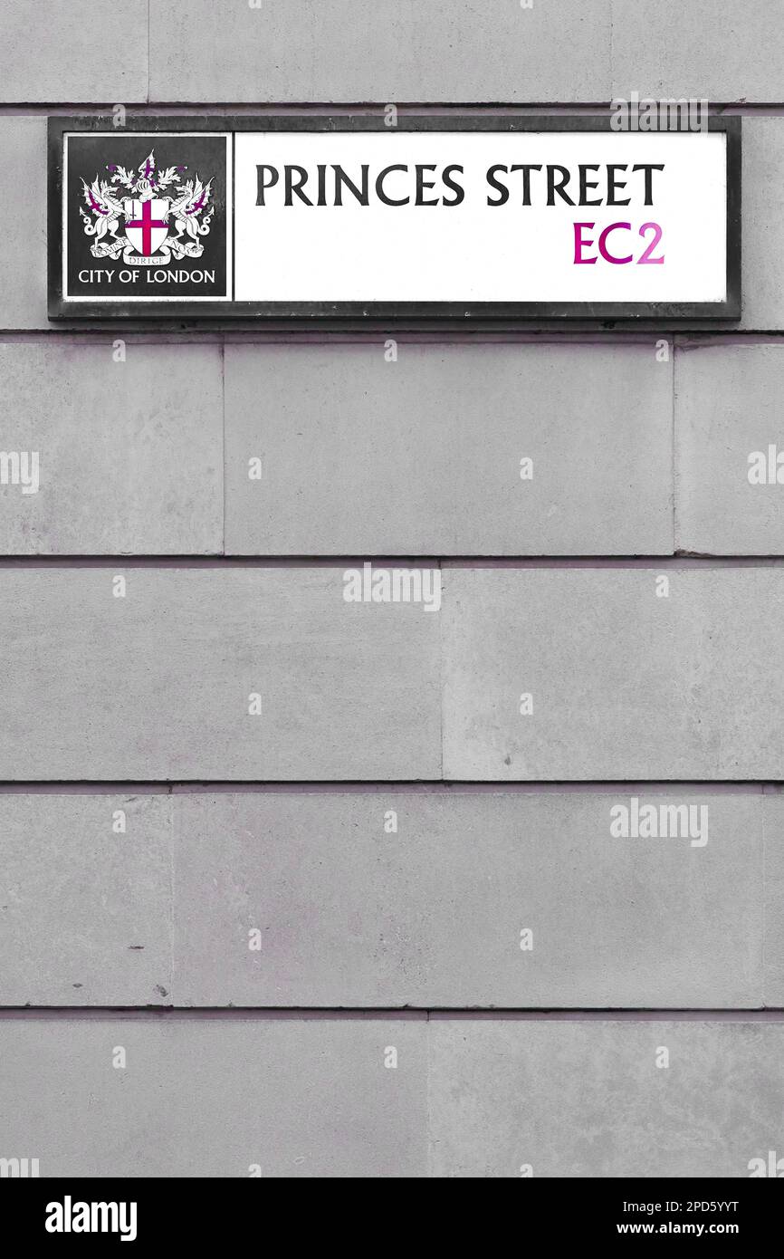 Street sign for Princes street, London EC2, England Stock Photo - Alamy