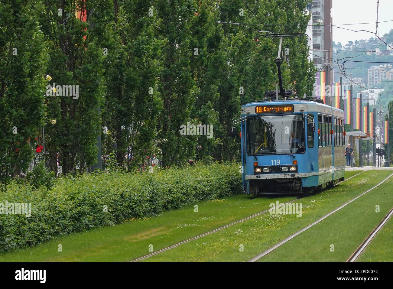Norway, Oslo, Green grass on the Tram Line Rails in Oslo City Photo ...