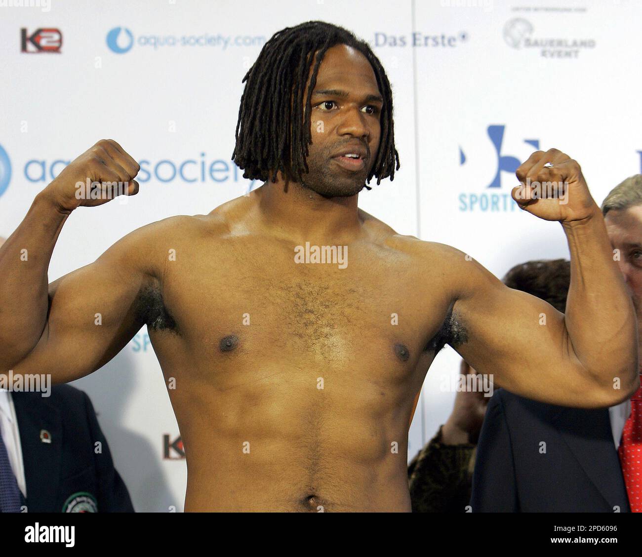 Boxer Chris Byrd of the United States poses during the weigh-in for his ...