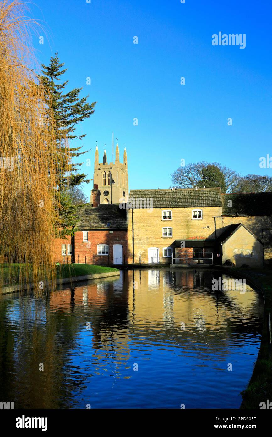 Bourne Eau, St Peters church and Baldocks Mill, Bourne town ...