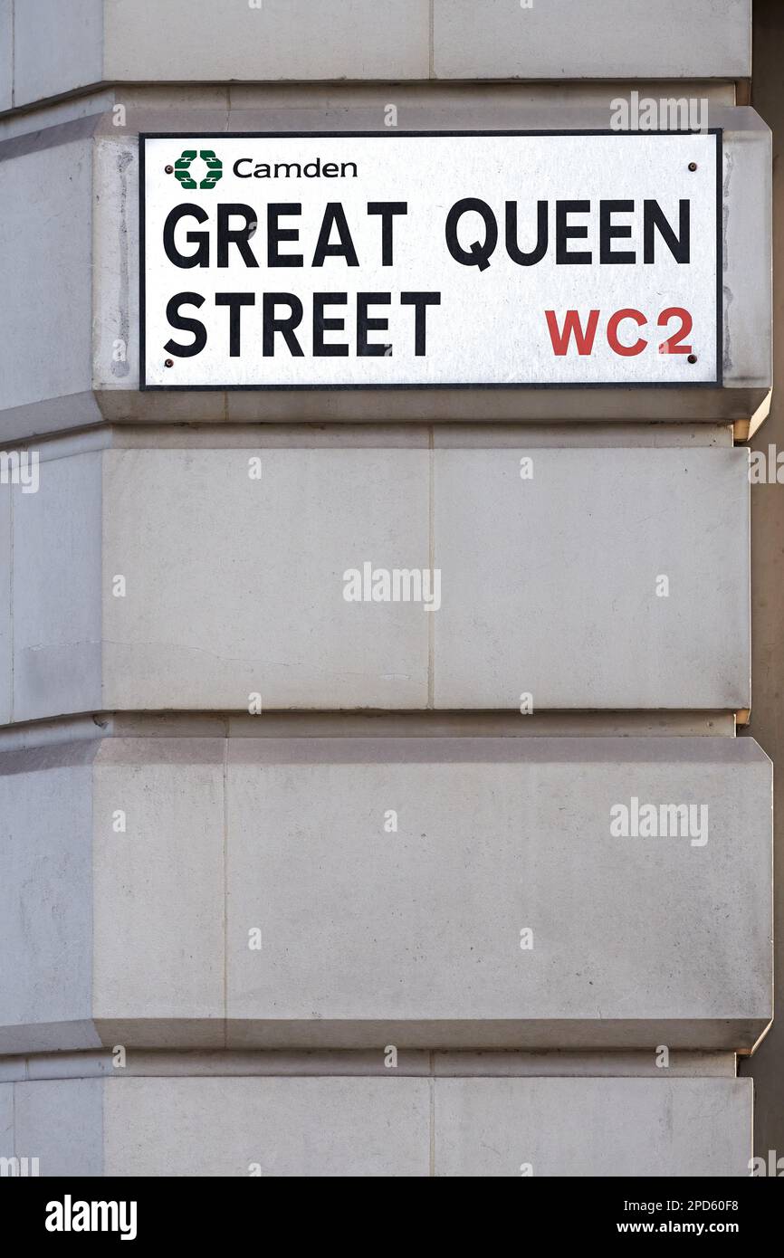 Street sign for Great Queen street, London WC2, England Stock Photo - Alamy