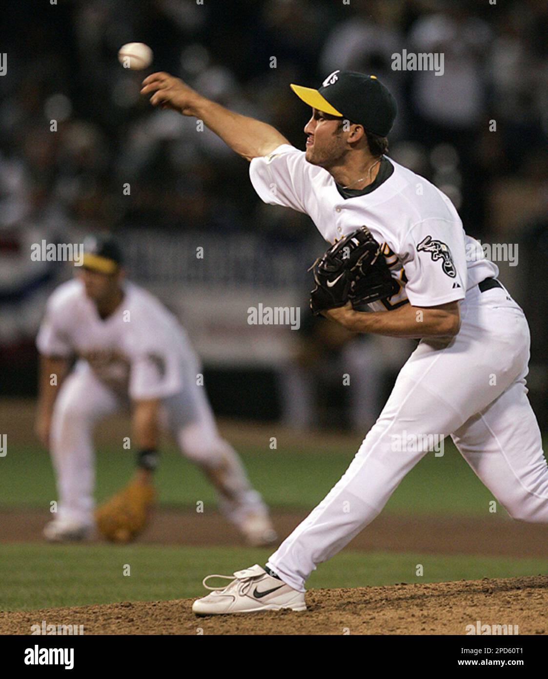 Oakland Athletics' Huston Street delivers a pitch to the Detroit Tigers ...